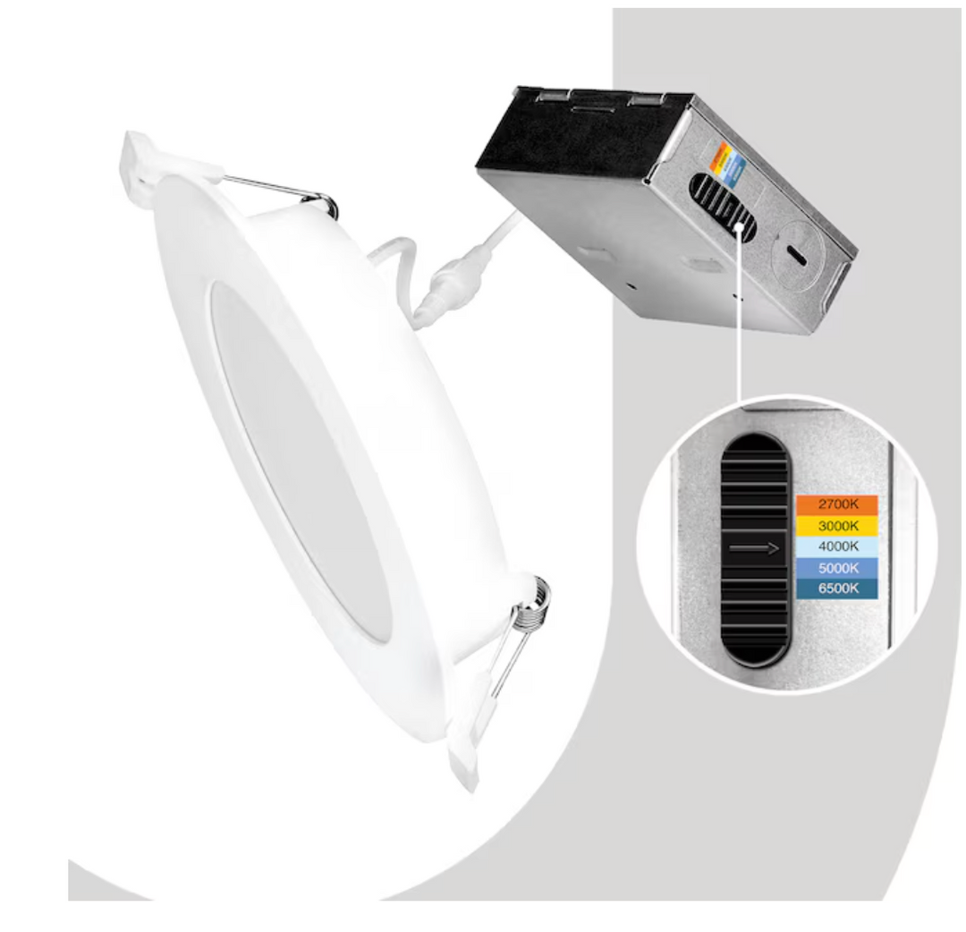 Utilitech White 4-in 450 -Lumens Switchable white Round Dimmable LED C ...